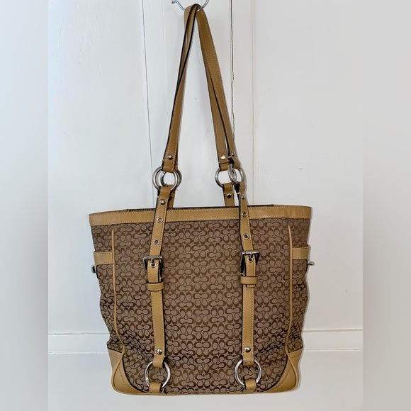 Coach | Bags | Authentic Coach Signature Jacquard Tote Bag Serial No ...